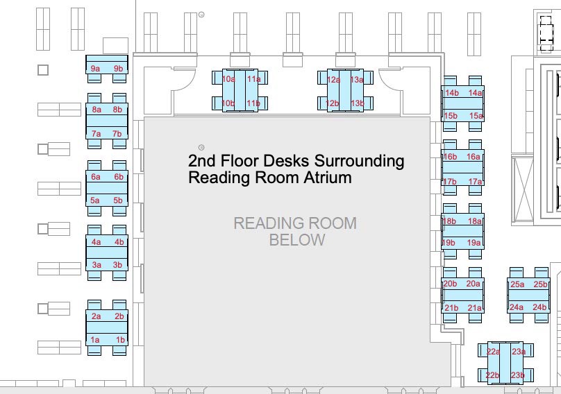 Thesis desks, group study rooms, and lockers - Library - Reed College